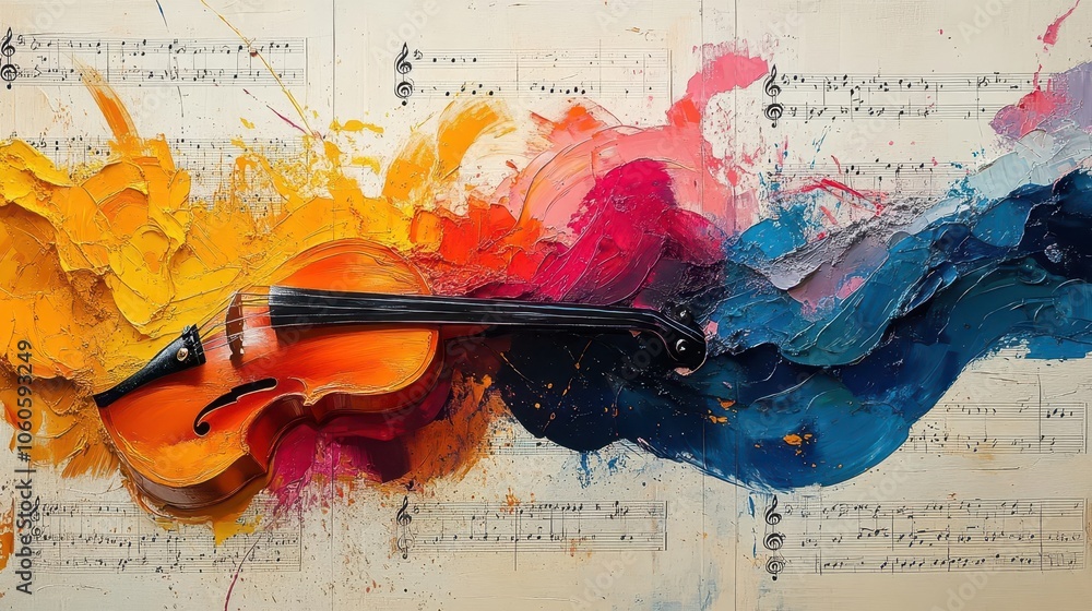 abstract violin swirls and sheet music intertwined in a creative ...