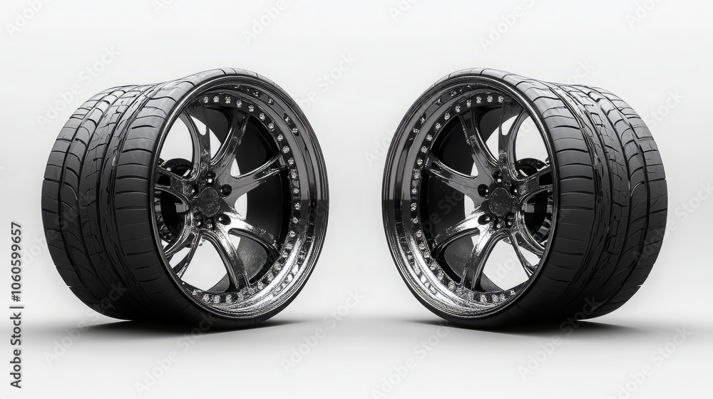 High-Quality 3D Vector-Style Illustration of Car Wheels with Detailed ...