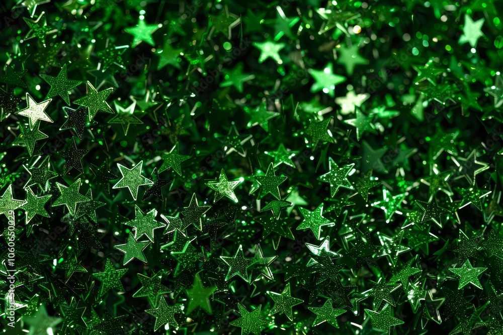 Festive green stars confetti scattered on vibrant background ideal for ...