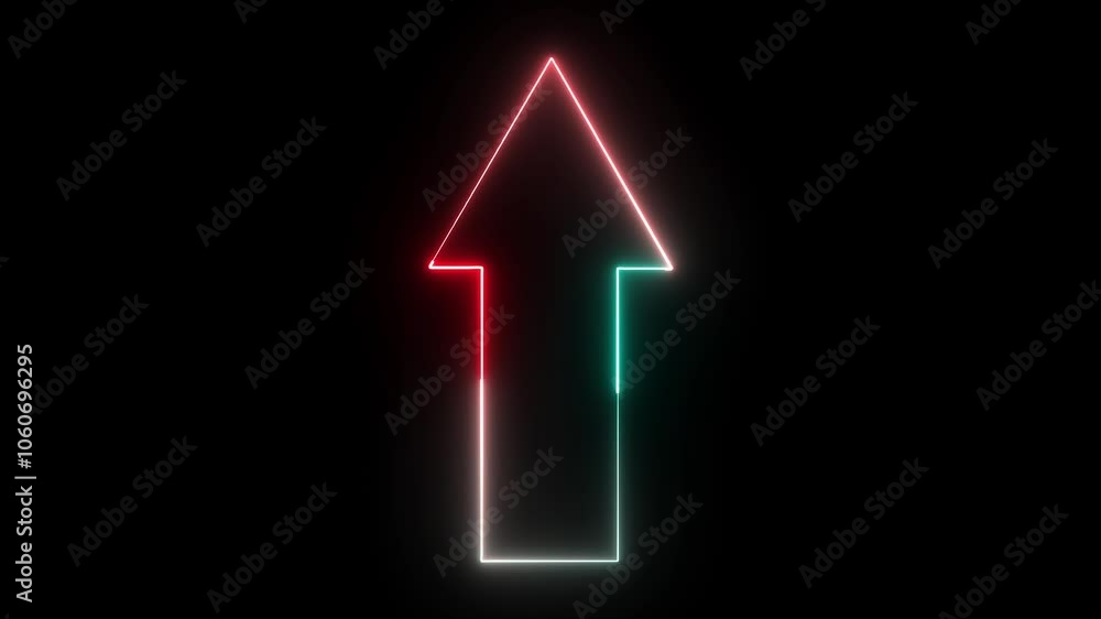 The neon shine up arrow glows brightly in vibrant shades of green and ...
