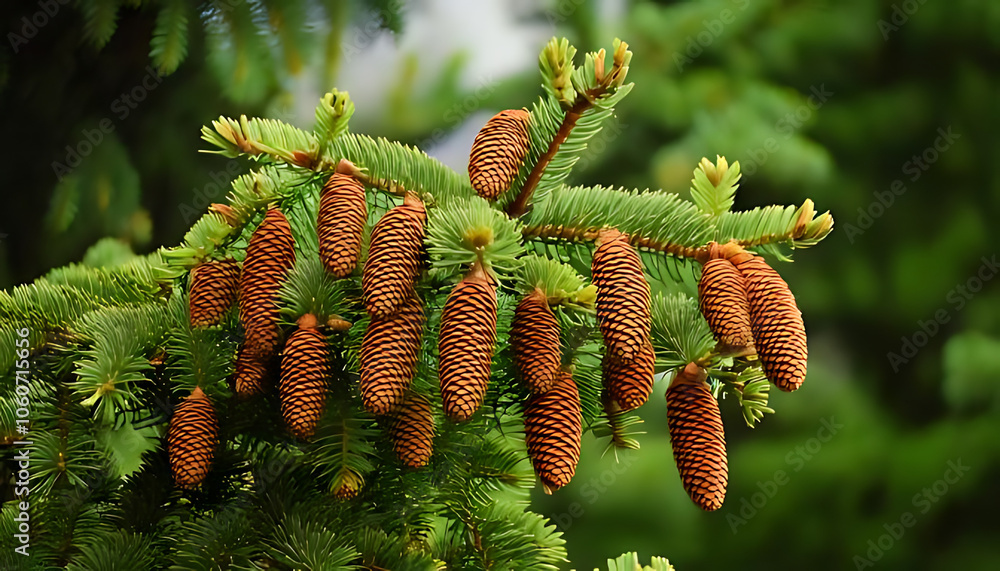 fir tree produces cones tiny seeds attached clusters along branches ...