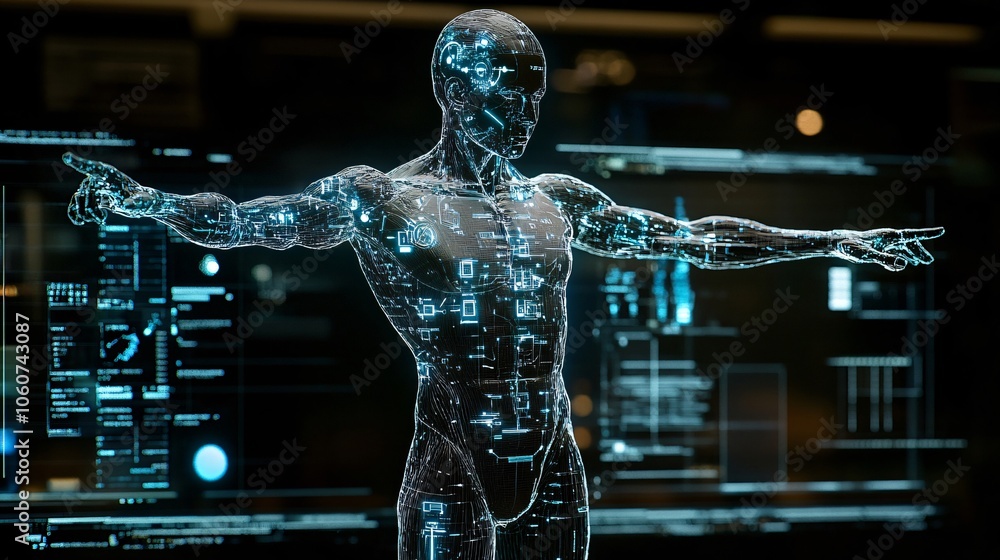 Digital Human Body AI Cyberspace Network Futuristic Technology Humanoid ...