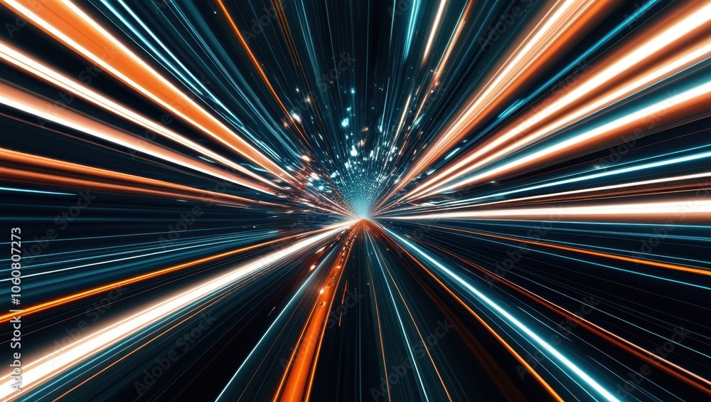 Abstract light trails, hyperspace effect, warp speed, colorful streaks ...