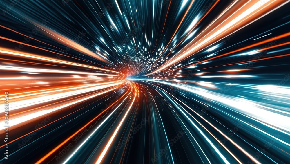Abstract light trails, hyperspace effect, warp speed, colorful streaks ...