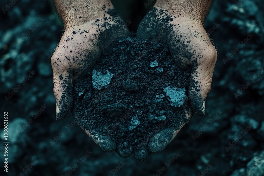 A close-up of hands holding black soil or loam, symbolizing the ...