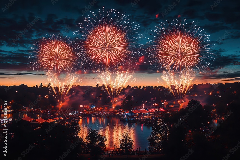 festive 4th of july scene featuring fireworks lighting up the night sky ...