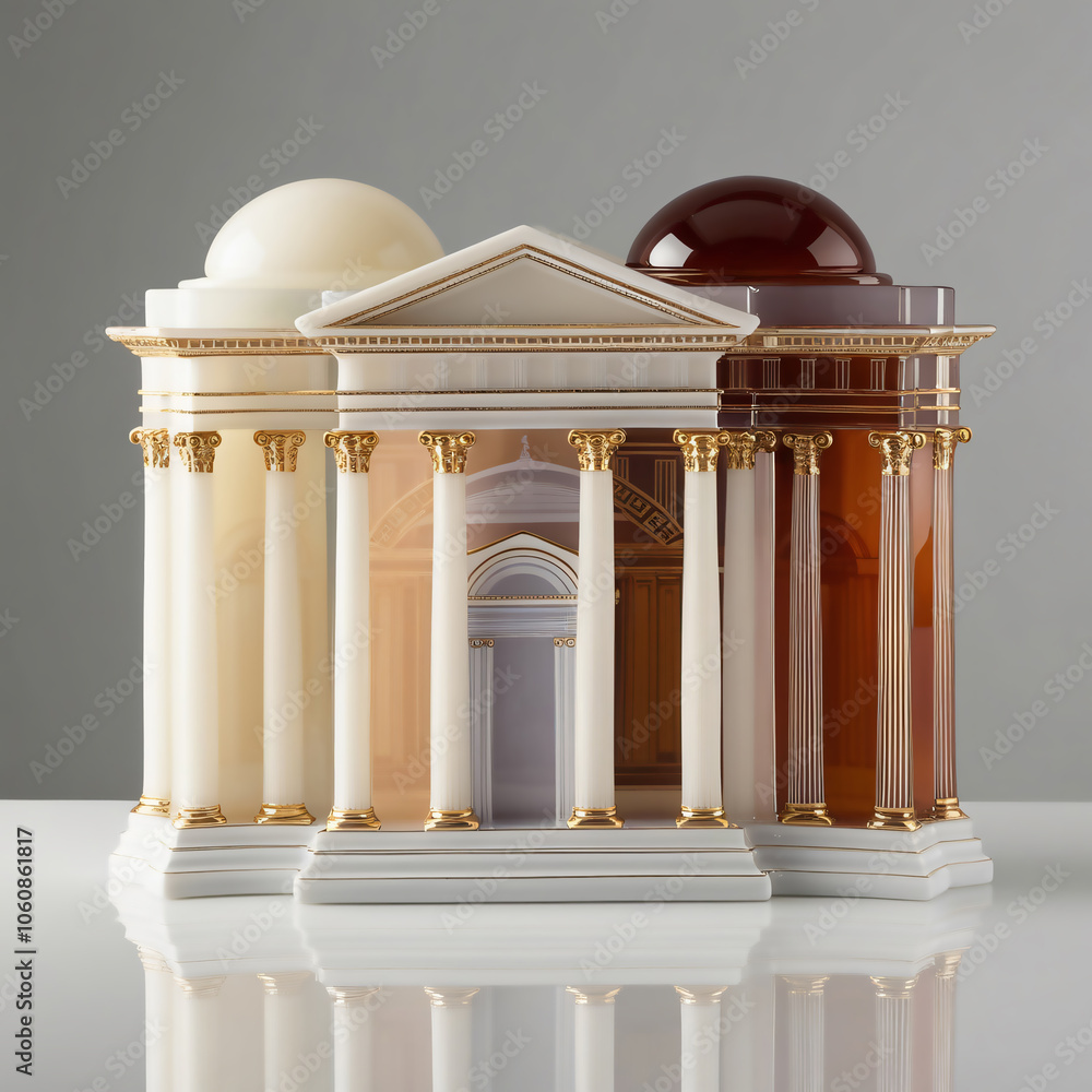 Timeless Glass Sculpture of Neoclassical Architecture with Smooth ...