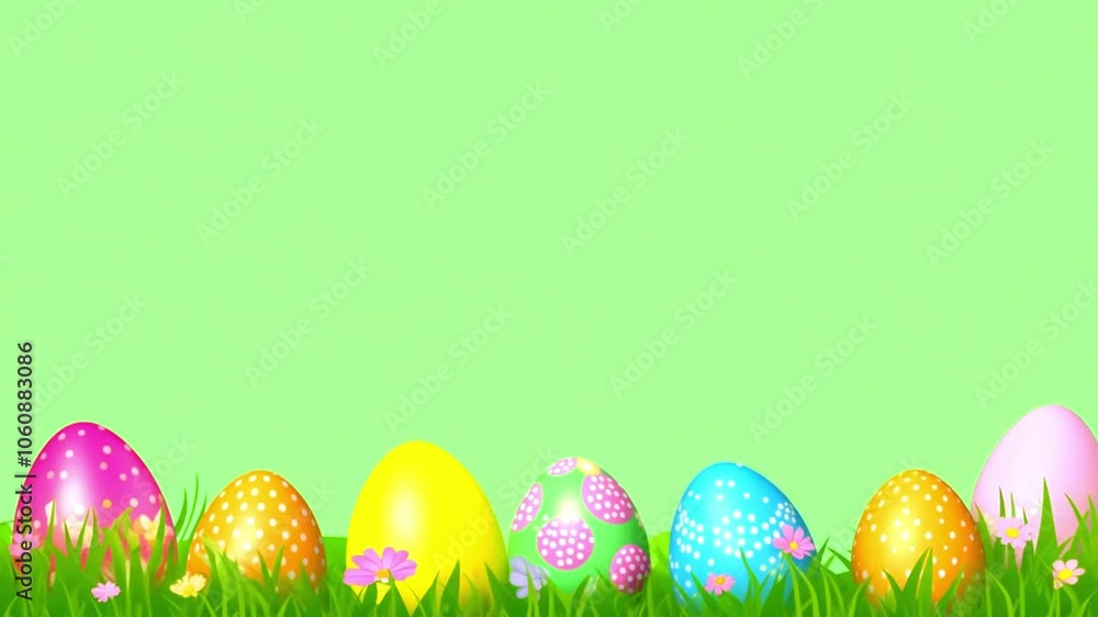 Easter eggs in fresh green grass on green screen. Happy Easter Animated ...