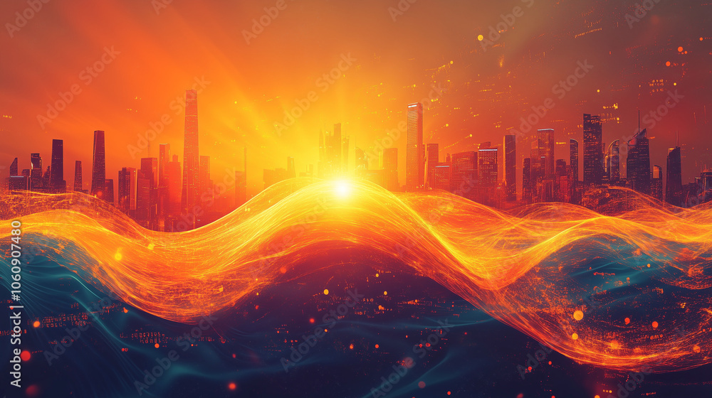 A visually striking background featuring a glowing sun and swirling ...