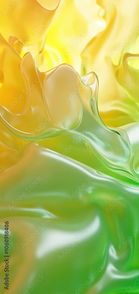 Dreamy neon green and yellow fluid texture creates a mesmerizing ...