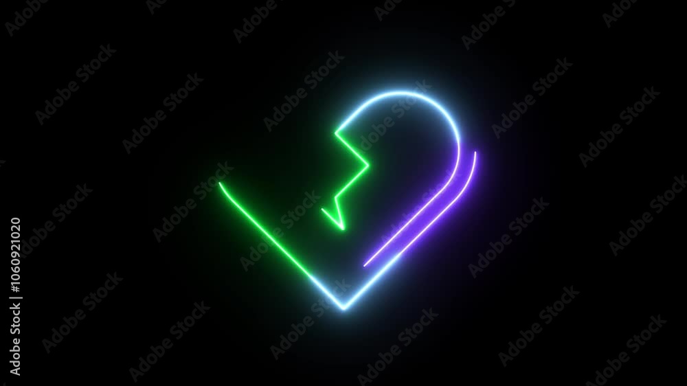 Broken Heart neon sign appear in center and disappear after some time ...