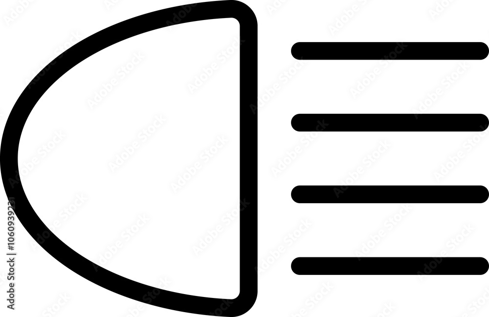 Headlight, light indicator dashboard icon. Vector high beam. Car light ...
