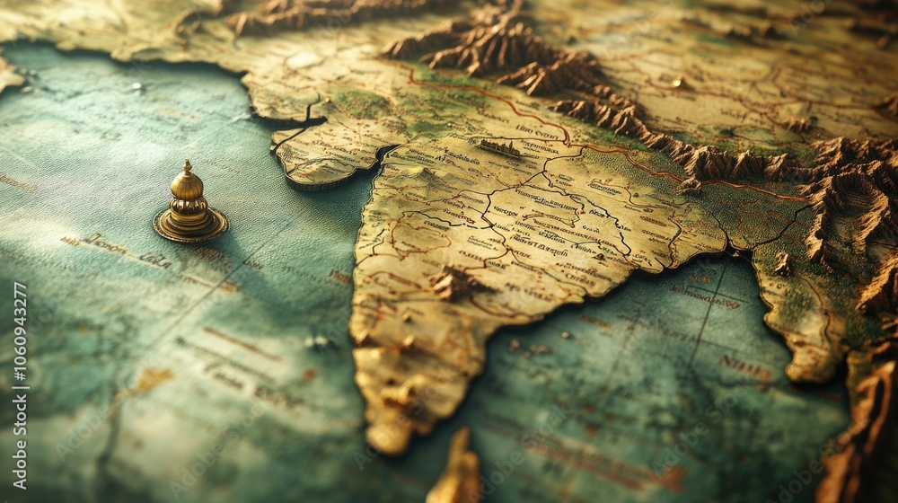 A historical map of India showing ancient trade routes and kingdoms ...