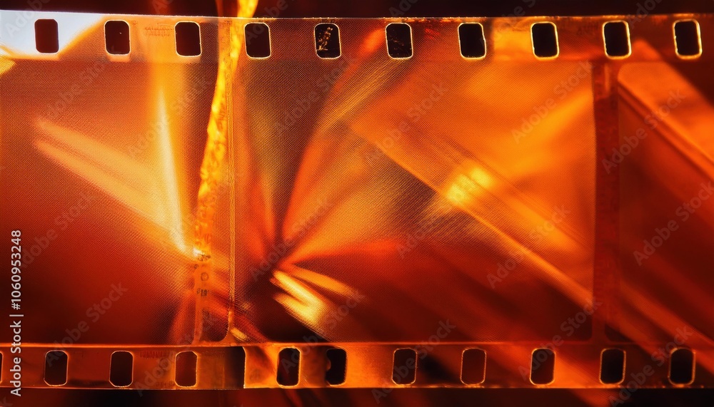 Close-Up of Vintage 35mm Film Strip with Rich Orange Tones, Faded ...