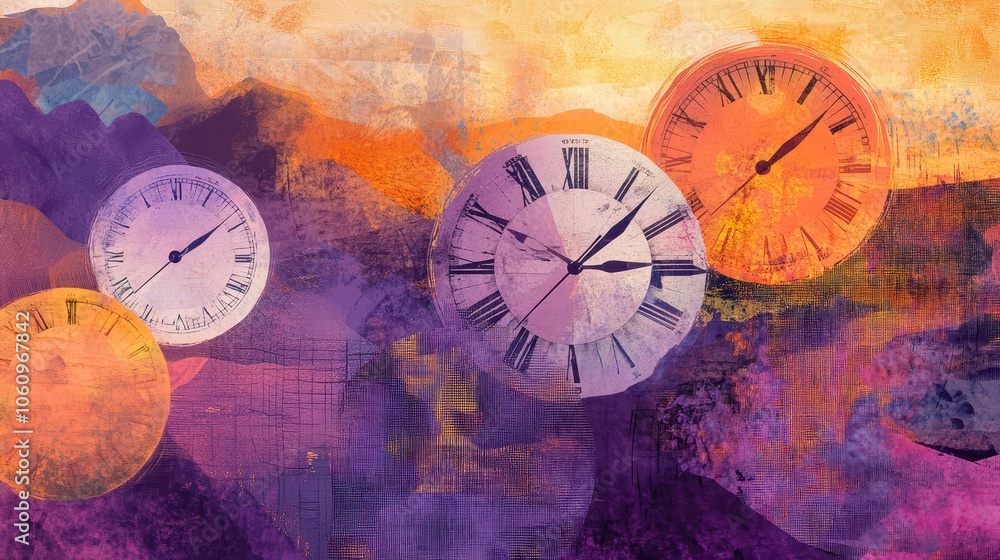Twilight Transition: Clock Faces and Natural Cycles in Purples and ...