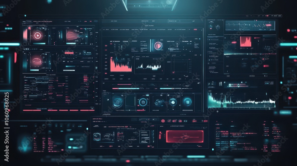 Tech-Inspired Wireframe Illustration of Streaming Video Interface ...