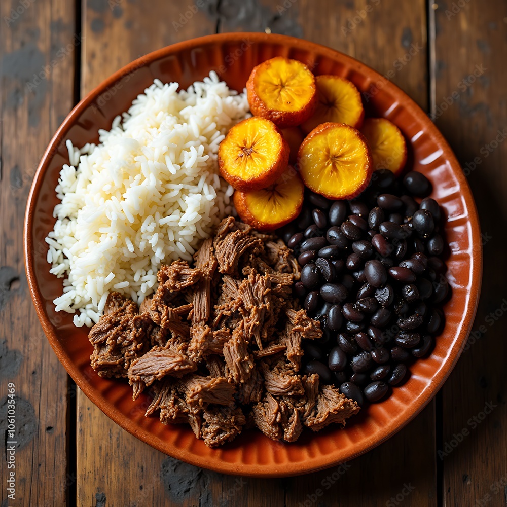 Venezuelan Pabellón Criollo with Shredded Beef, Rice, Black Beans, and ...
