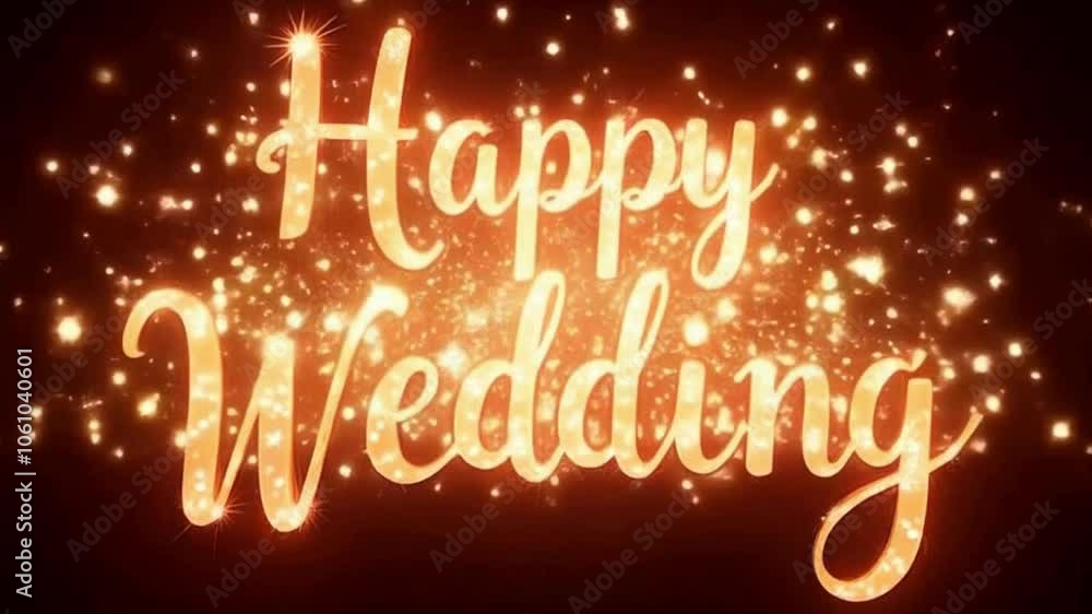 happy wedding text shimmering with subtle sparkle effect, elegant ...