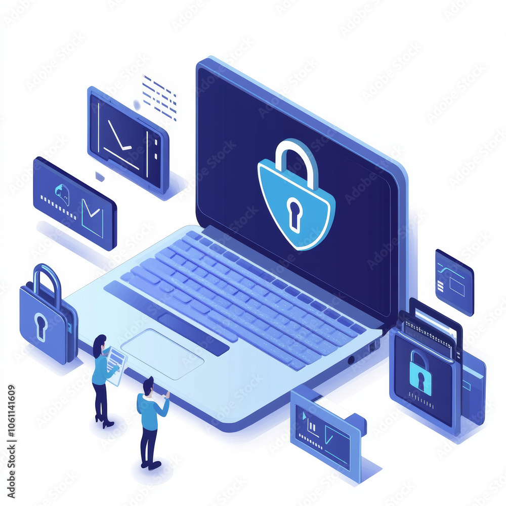 Data protection concept. Credit card check and software access data as ...