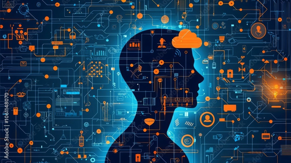 Data Engineer Data model with cloud integration symbols, tech ...