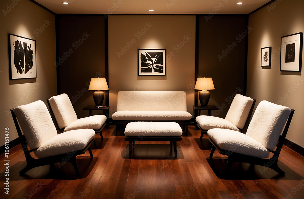 Minimalist japandi style interior design of modern living room, lounge ...