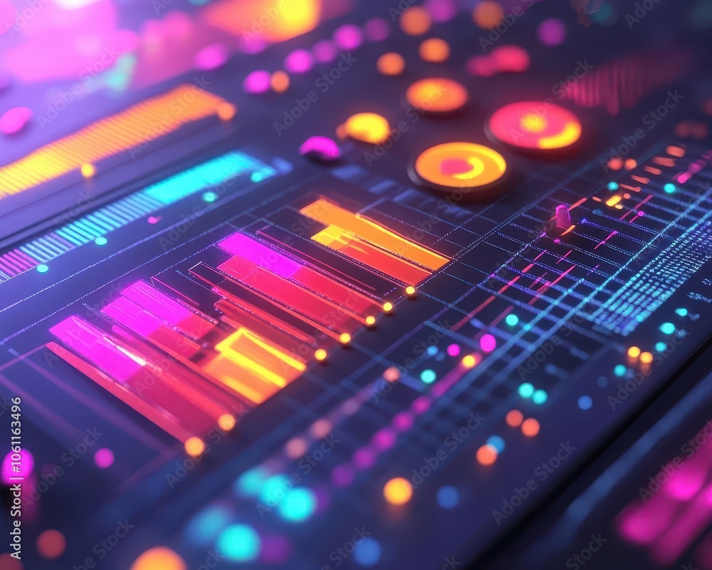 Digital marketing campaign with vibrant charts and graphs, sleek ...