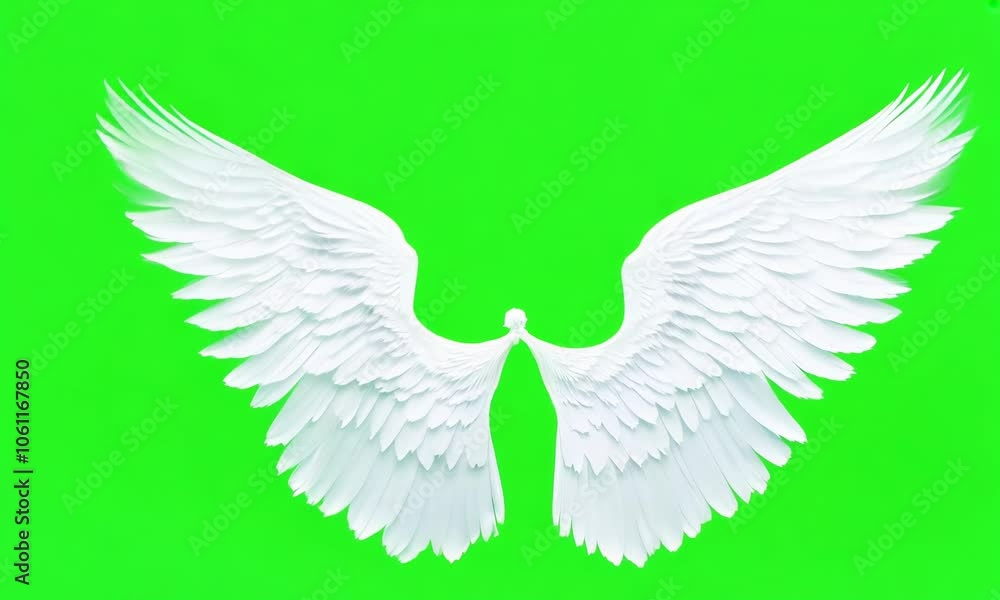 Angel wings animation isolate on green screen background Stock Video ...