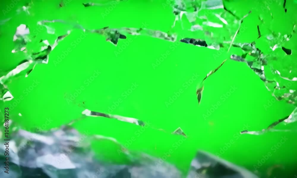 broken glass effect on green screen background Stock Video | Adobe Stock