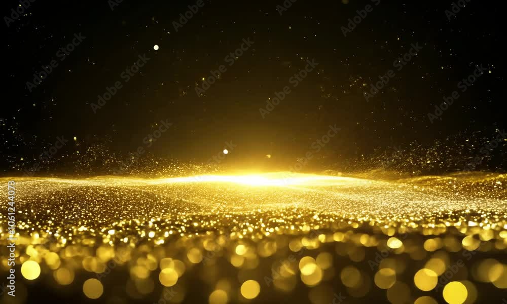 gold particles abstract background with shining golden floor particle ...