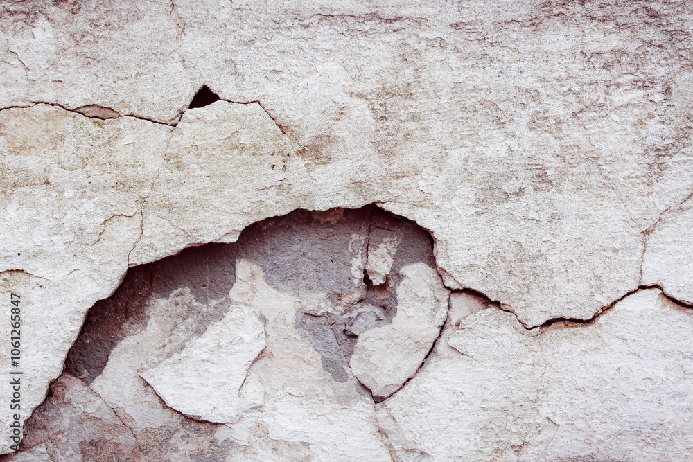 Grey concrete wall with natural defects. Fragment of the cement surface ...