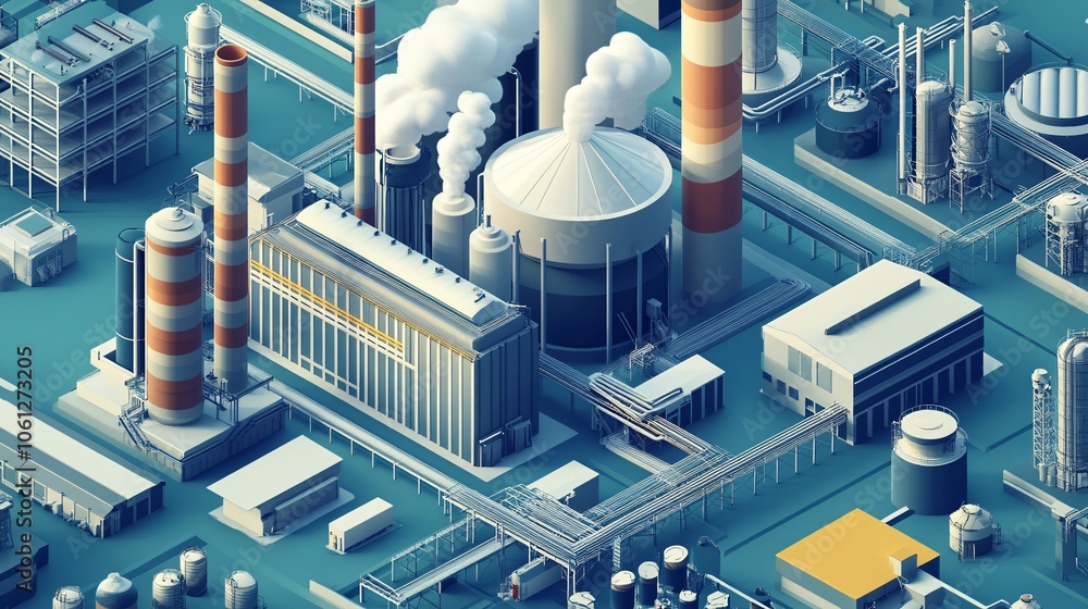 2410_054.stylized manufacturing ecosystem icons, power generation ...