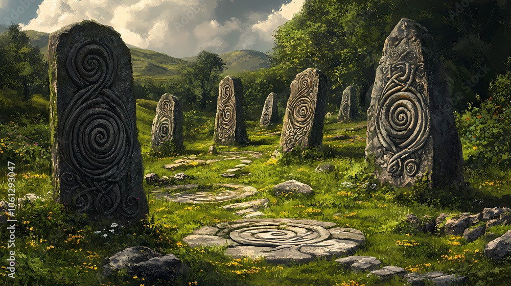 Ancient celtic stone carvings detailed celtic stone carvings featuring ...