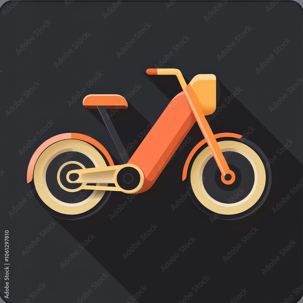 This is a minimalist concept design for an electric bike app icon. The ...