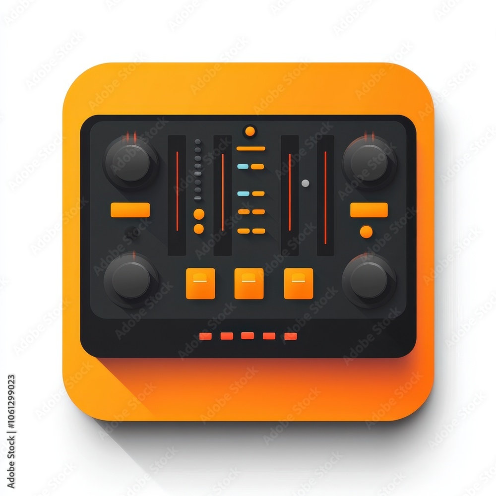 A vibrant app icon concept for a DJ mixing application, featuring a ...