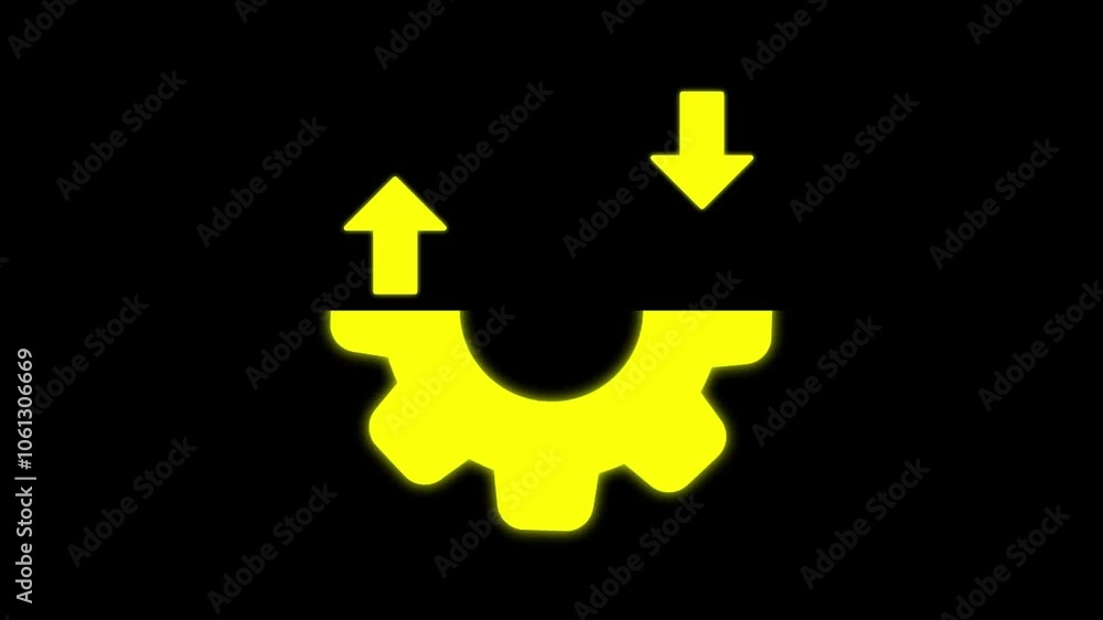 animated productivity increase icon, spinning cog wheel with arrow up ...