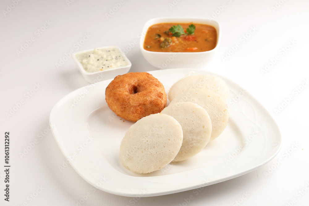 Idli vada with sambar ,sambhar also called medu wada South Indian ...
