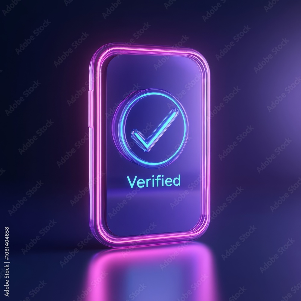 Clean 3D Visualization of a Digital Device Displaying a Verification ...
