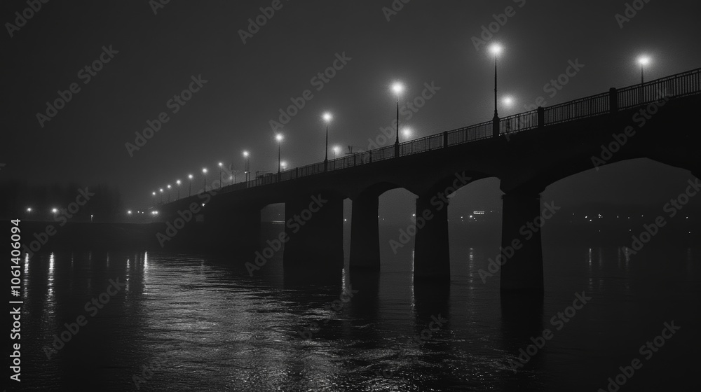 Night view of the Novi Sad bridge over the Danube river, featuring a ...