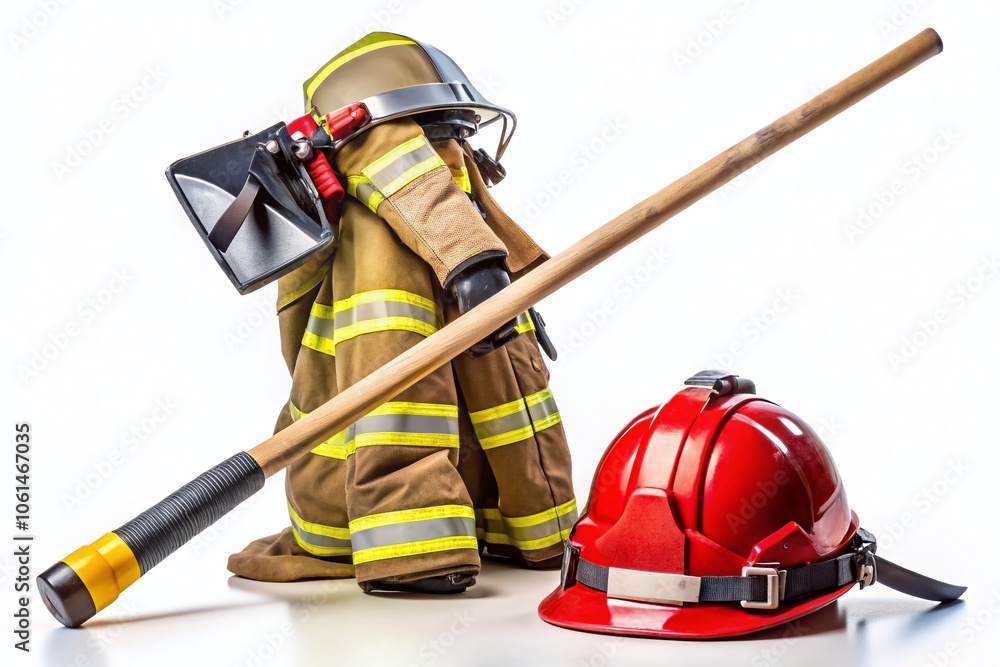 Pike Pole Firefighter Equipment Isolated on White - Essential Tools for ...
