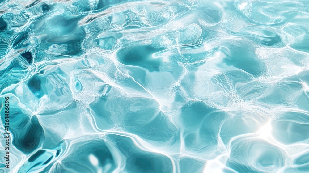 Crystal-clear water surface with soft blue ripples and intricate ...