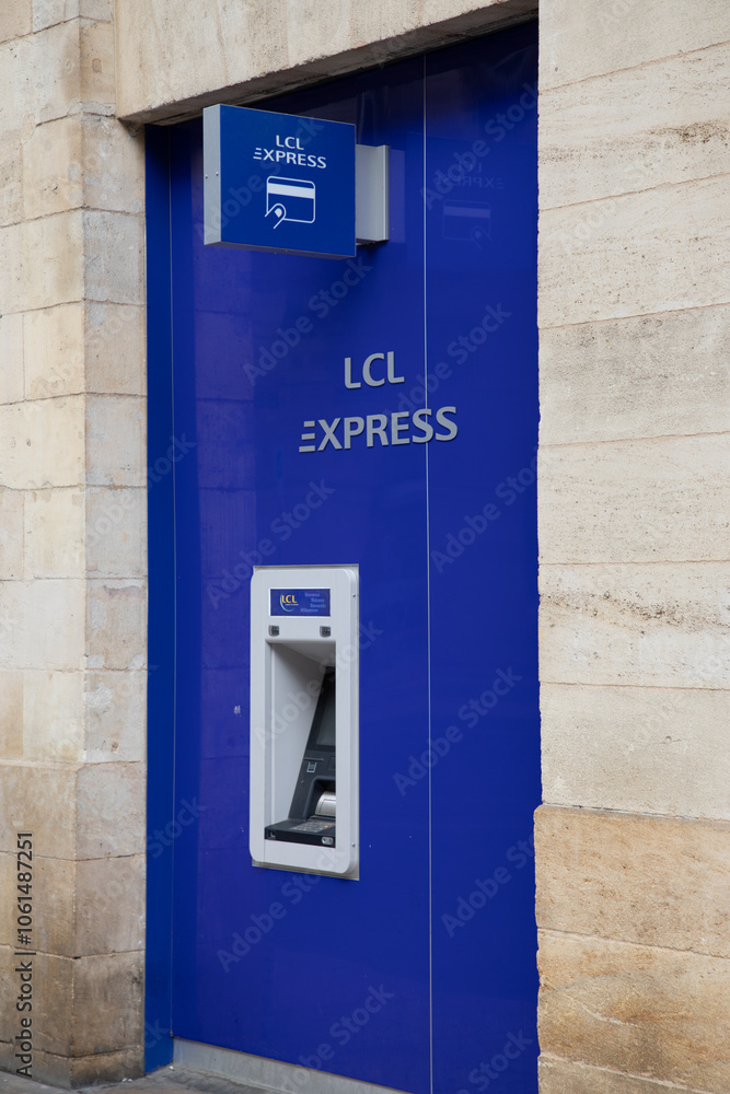 LCL express logo brand and sign text front of atm bank cash signage ...
