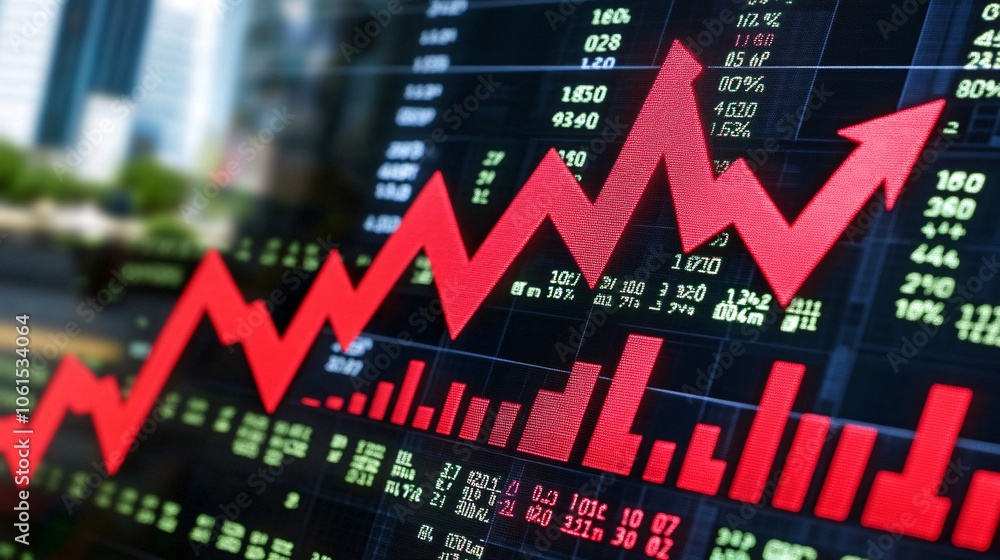 Abstract representation of stock price increase and decrease arrows in ...