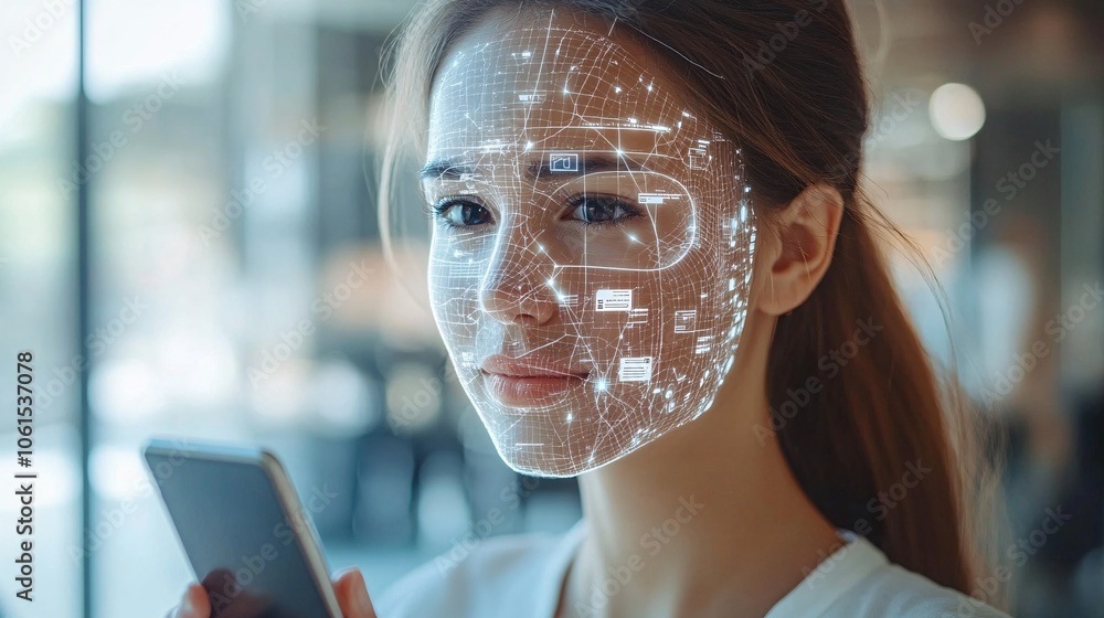 Digital Identity Verification Concept With A Facial Recognition System