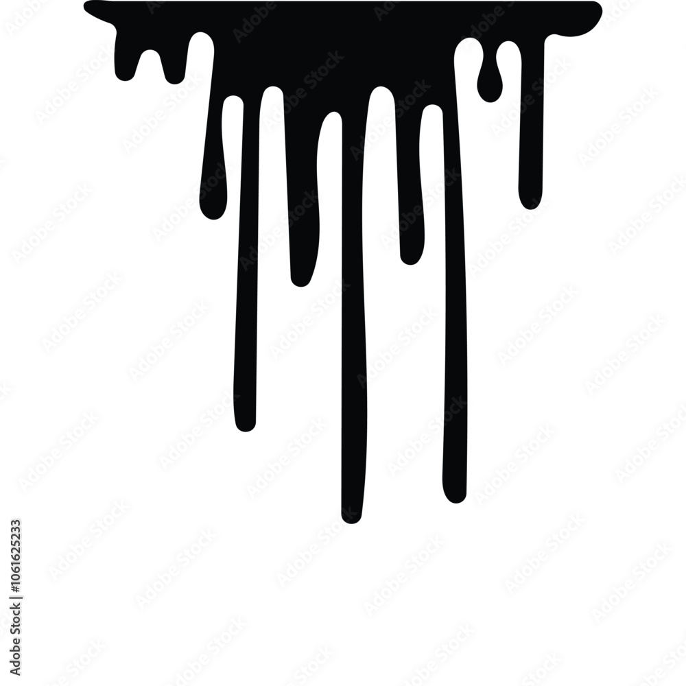 Dripping stain. Silhouette drip oil, black melting paint liquid, ink ...