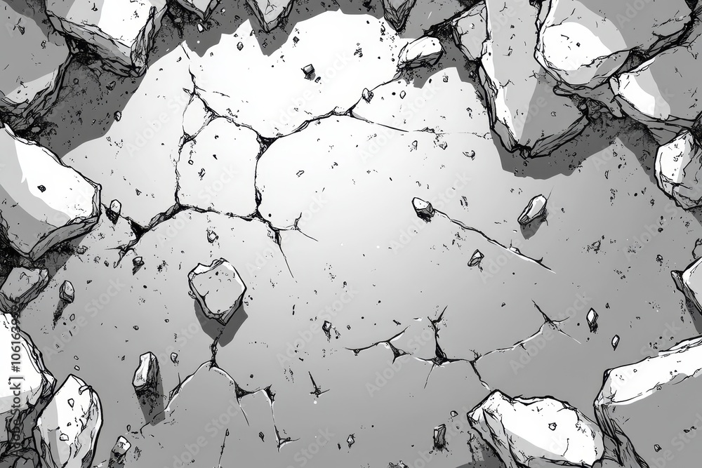 Cracked Ground Comic Style Cartoon Debris Shattered, perfect for ...