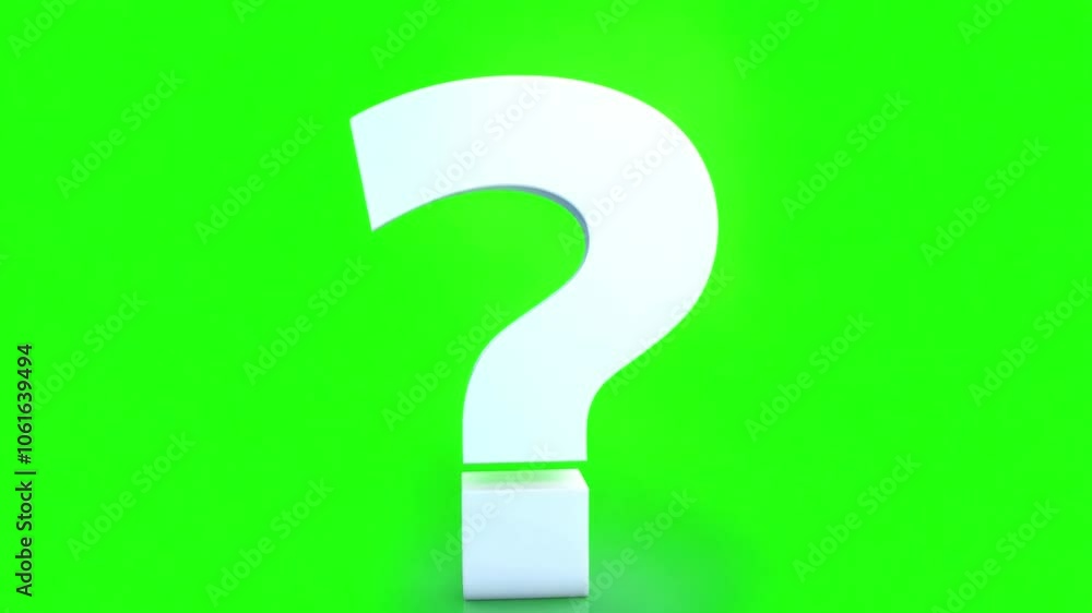 Animated white questions mark on green screen. Moving question mark ...
