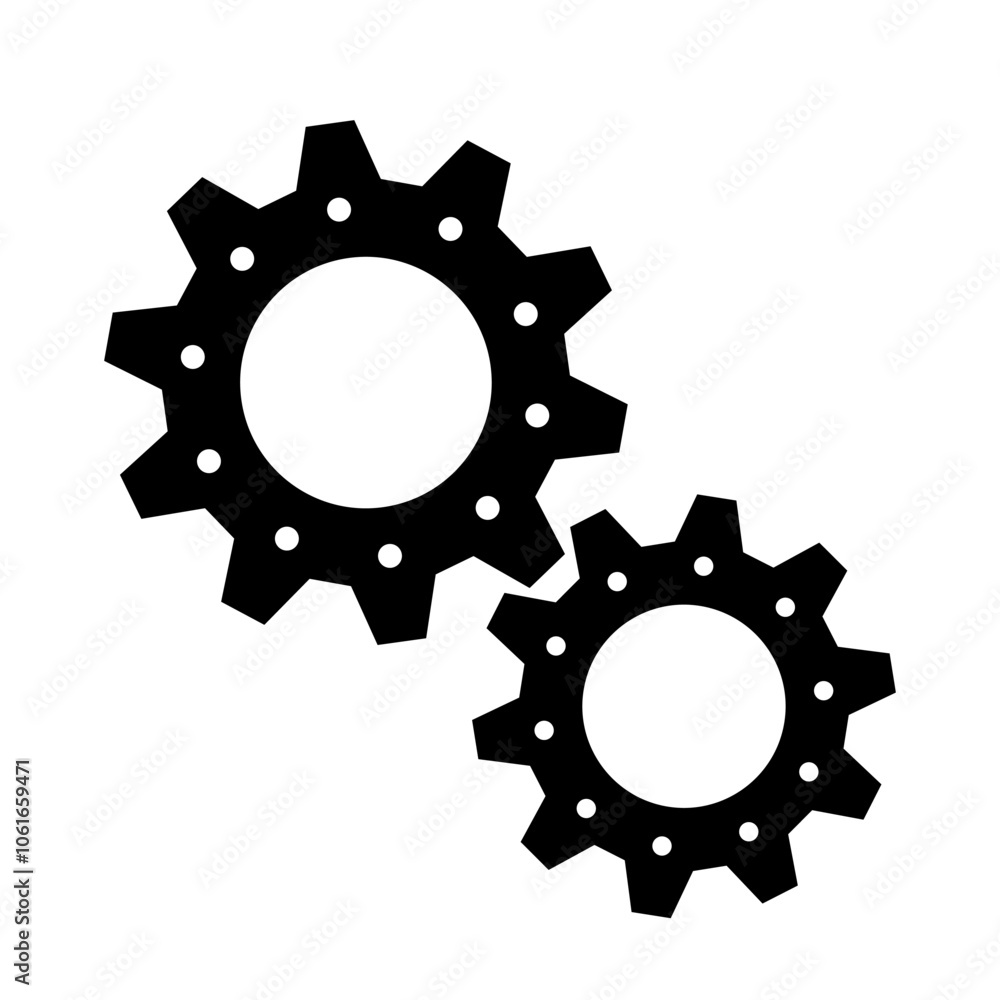Gear wheel abstract vector set. Collection of different black cogwheels ...