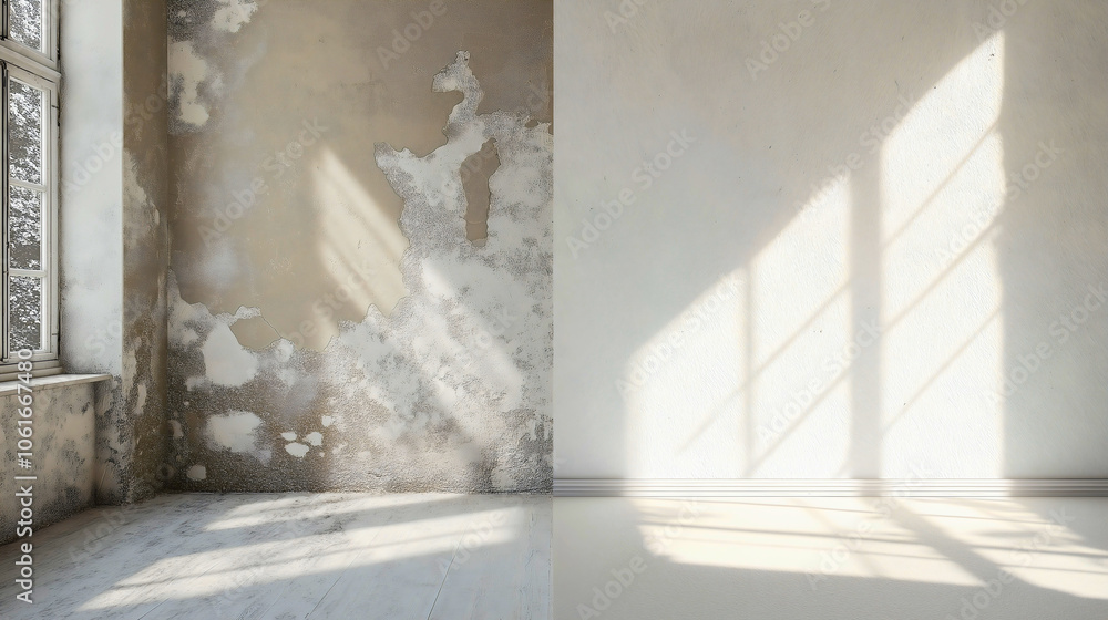 Transformed room interior renovation, renewed wall before after new ...