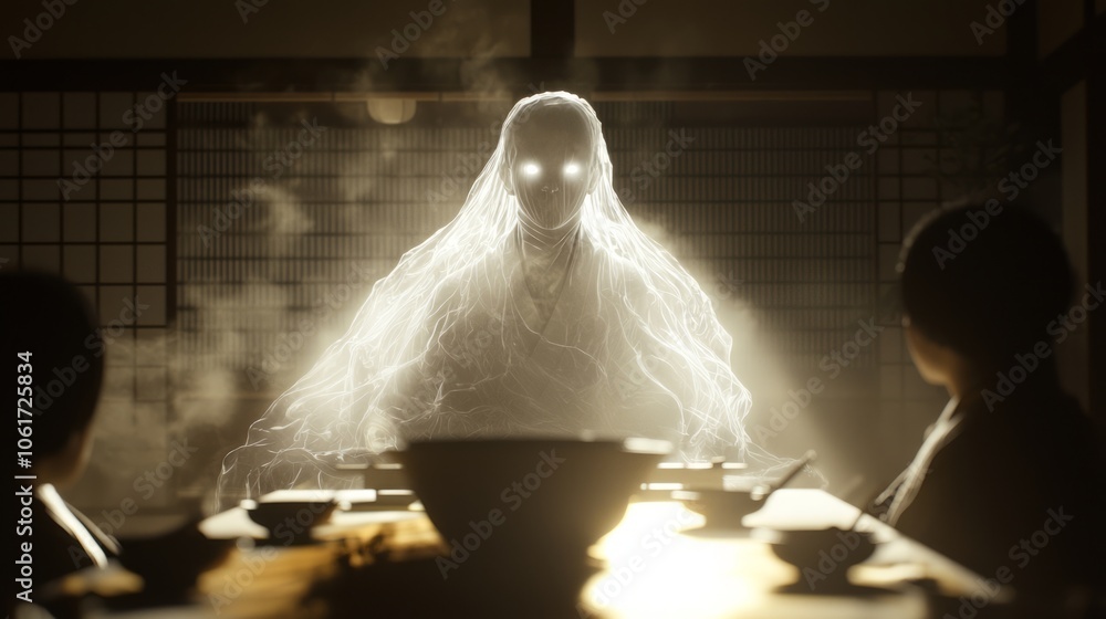 Phantom Watcher - 3D Render of Japanese Yokai Rokurokubi Peering at ...