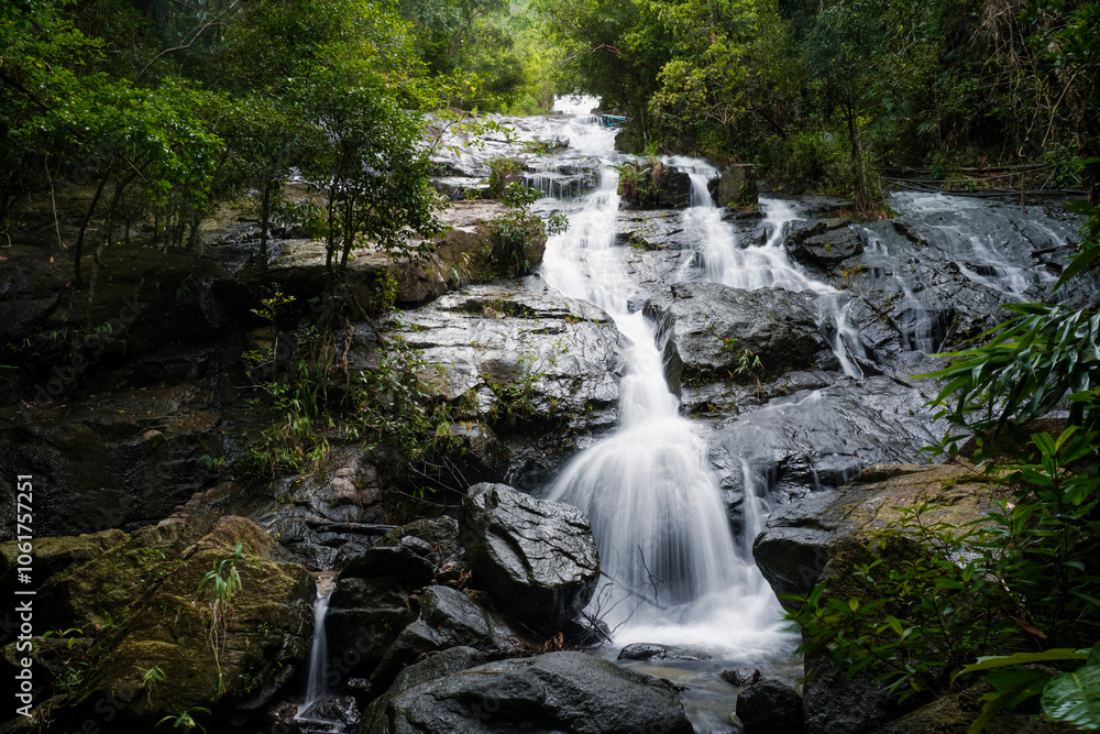 Beautiful waterfall flowing in a natural stream. Waterfall in a big ...